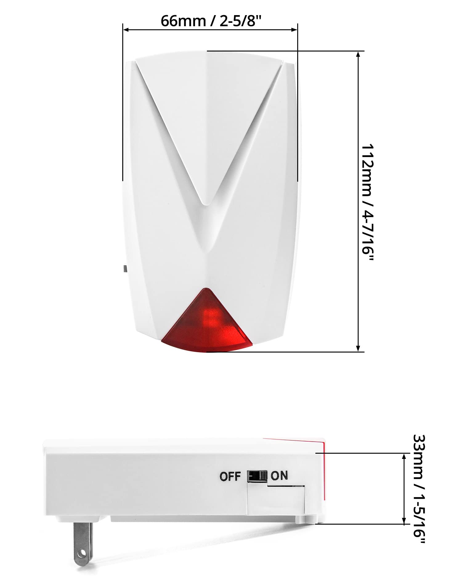 QWORK Power Failure Alarm, 2 Pack, 118 db Loud Siren with LED Light, 110V to 220V, Off/On Alert