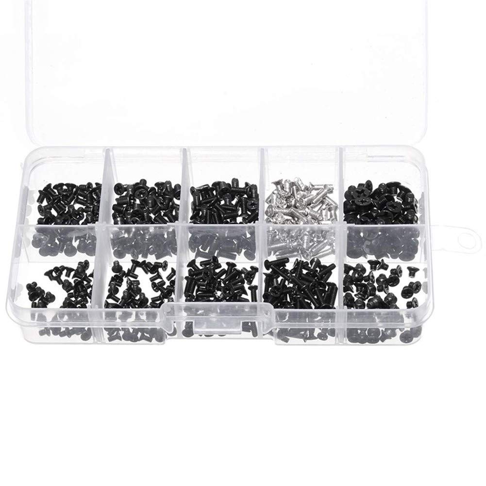 TONGCHAO Tchaosc 500Pcs Laptop Notebook Computer Screw Kit Set for IBM Hp Dell Lenovo Samsung Sony Toshiba Gateway Acer (Color : Black, Size : M2 3mm)