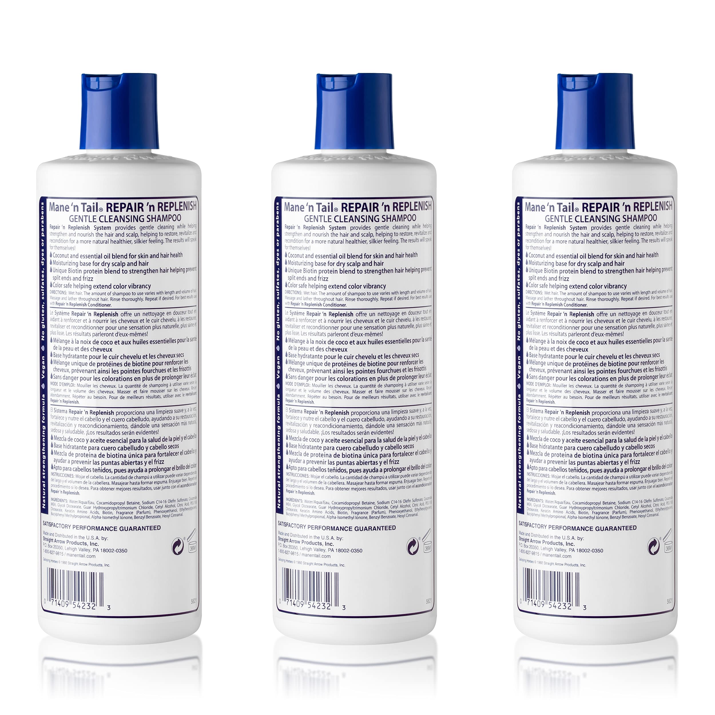 Mane 'n Tail Sulfate Free Repair ’n Replenish Gentle Cleaning And Replenishing Shampoo (11.2 Oz Each) - Pack of 3