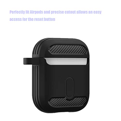 OETKER Compatible with Airpods Case Cover for Men with Keychain, Full-Body Shockproof Protective Airpod 2 Case Skin Accessories Air Pod Case for Airpods 2 & 1, Black
