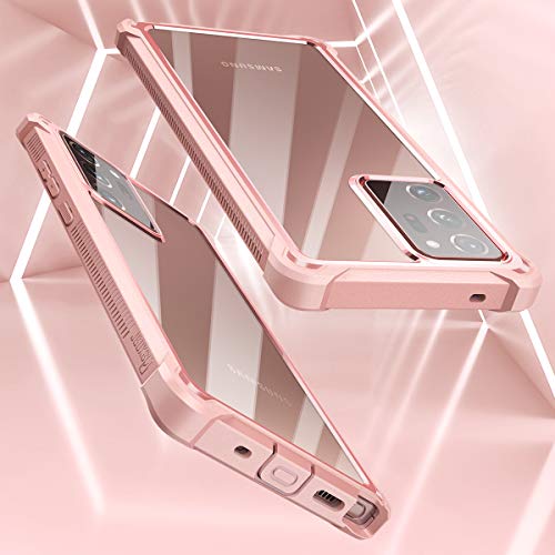 Dexnor for Galaxy Note 20 Ultra Case with Screen Protector Clear Electroplated Metal 360 Full Body Rugged Protective Shockproof Hard Cover Heavy Duty Defender Bumper for Samsung Note 20 Ultra 5G Pink