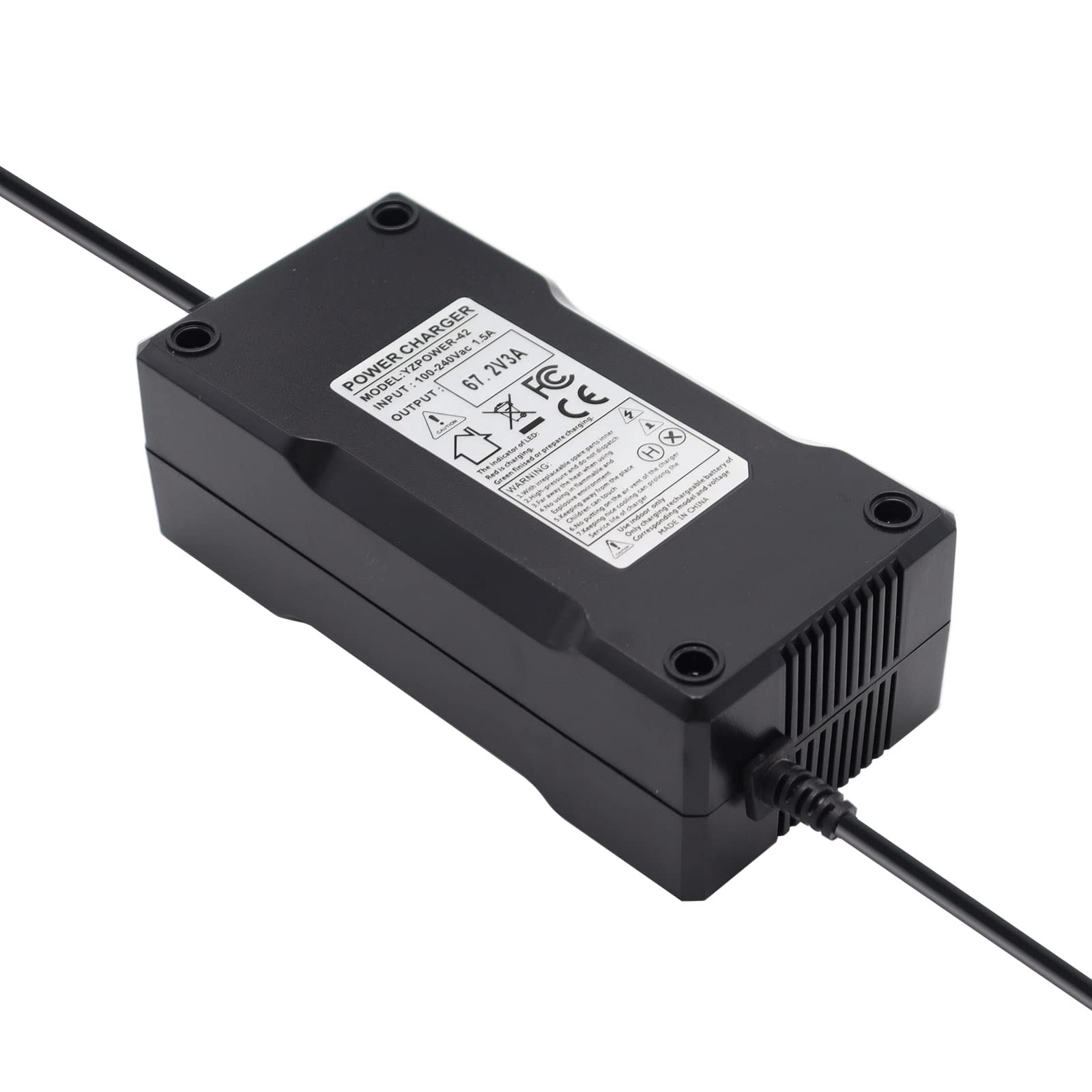 67.2V 3A / 60V 3A Lithium Battery Charger AC Adapter Power Supply for 16S 60V Lithium Li-ion Batteries Pack with 3 Holes Plug