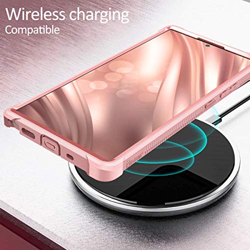Dexnor for Galaxy Note 20 Ultra Case with Screen Protector Clear Electroplated Metal 360 Full Body Rugged Protective Shockproof Hard Cover Heavy Duty Defender Bumper for Samsung Note 20 Ultra 5G Pink