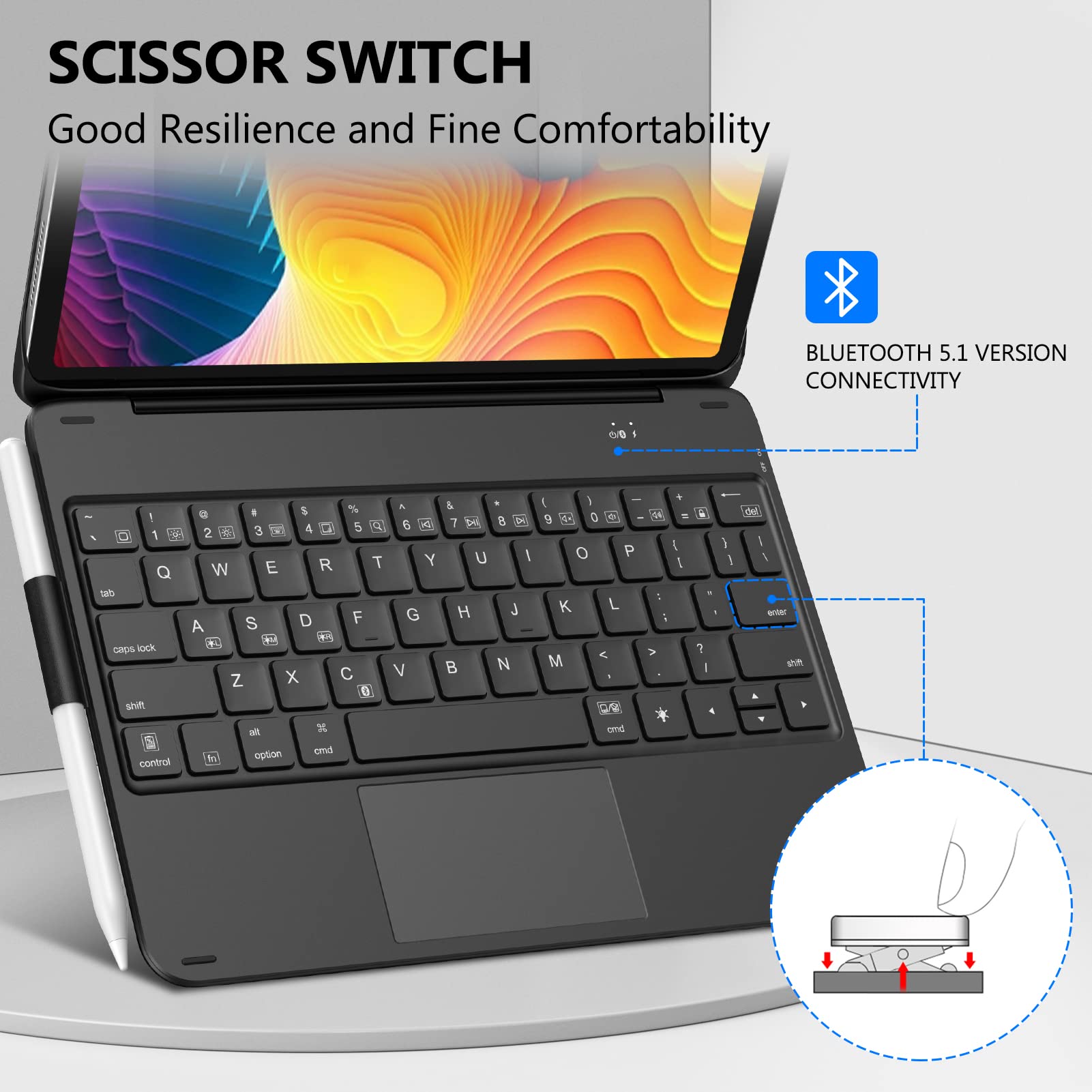 FINTIE Touchpad Keyboard Case for iPad Pro 11-inch (4th / 3rd Generation) 2022/2021 - Magnetically Detachable Bluetooth Backlit Trackpad Keyboard Cover, Also Fit iPad Air 5th/4th Gen 10.9, Black