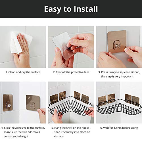 AIDOIT Corner Shower Caddy, 2 Pack Shower Shelf Bathroom Shower Organizer Storage with 8 Pack Powerful Adhesive Hooks for Toilet Kitchen Dorm