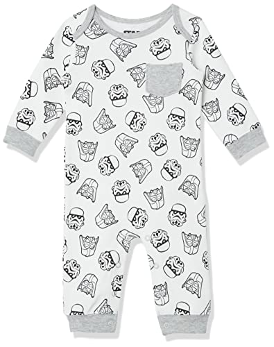 Amazon Essentials Disney | Marvel | Star Wars Unisex Babies' Cotton Coveralls, Pack of 3, Star Wars Tiny Trooper, 12 Months