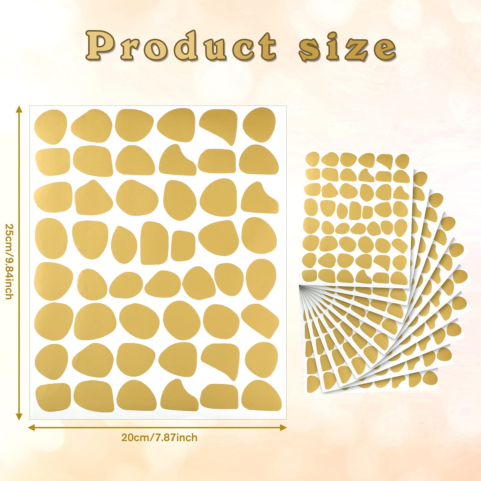 500 Pieces Irregular Polka Dots Boho Wall Decal Vinyl Nursery Wallpaper Sticker Wall Decor Peel and Stick Dot Wall Sticker for Kids Baby Girl Bedroom Home Classroom Decoration (Gold)