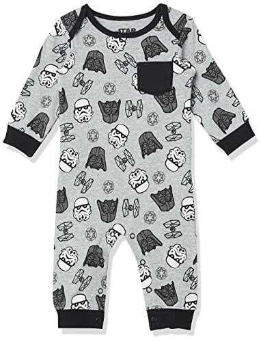 Amazon Essentials Disney | Marvel | Star Wars Unisex Babies' Cotton Coveralls, Pack of 3, Star Wars Tiny Trooper, 12 Months