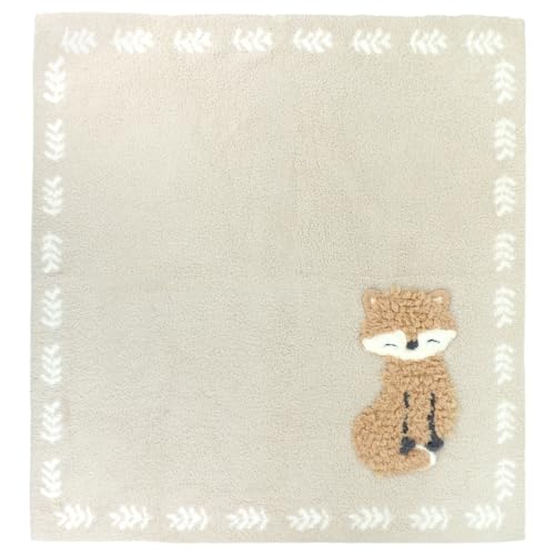 Barefoot Dreams CozyChic Fox Baby Blanket, Baby Blanket, White Blanket, Stroller Blanket, Super Soft Blanket, Cozy Blanket-30”x30”, Stone/Tan