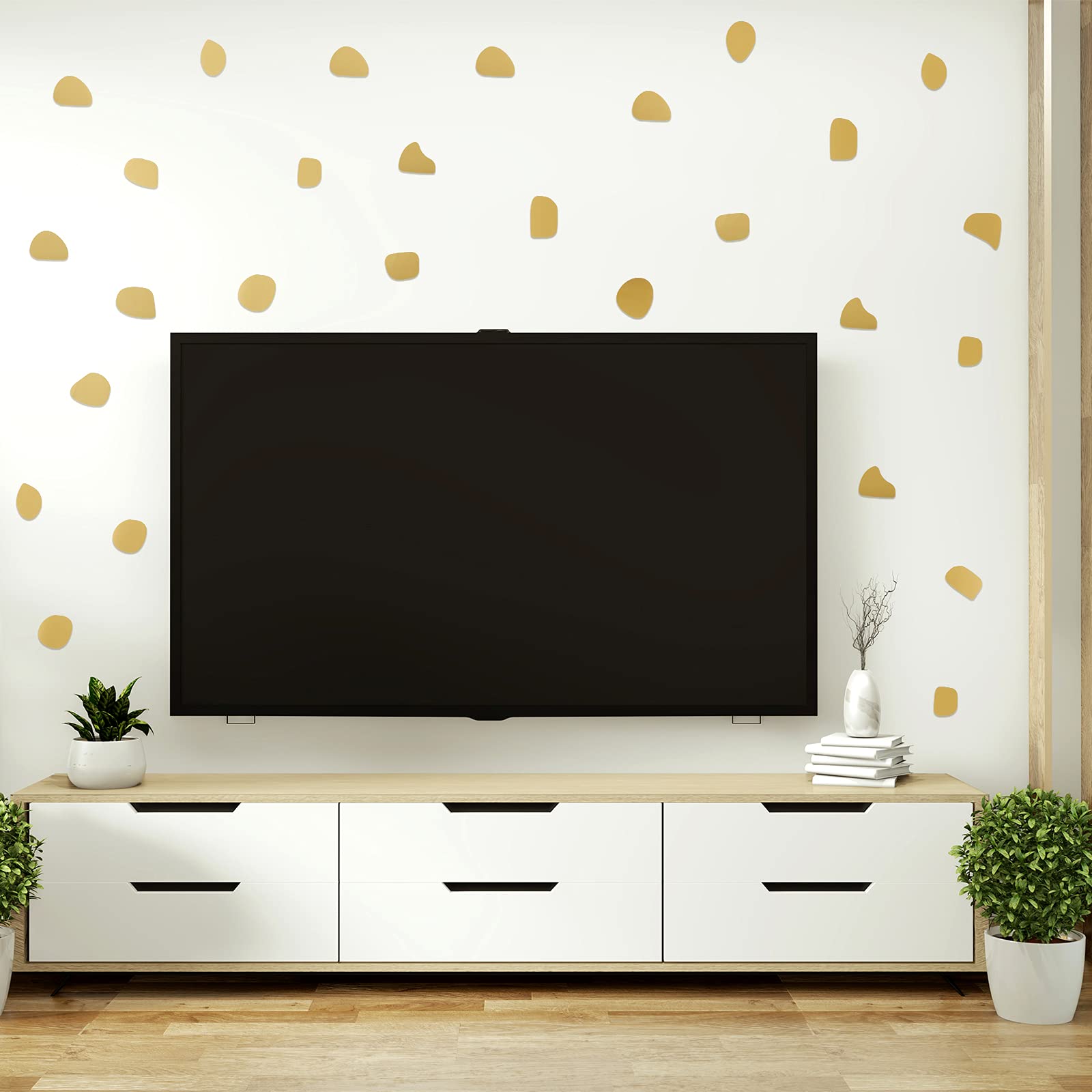 500 Pieces Irregular Polka Dots Boho Wall Decal Vinyl Nursery Wallpaper Sticker Wall Decor Peel and Stick Dot Wall Sticker for Kids Baby Girl Bedroom Home Classroom Decoration (Gold)