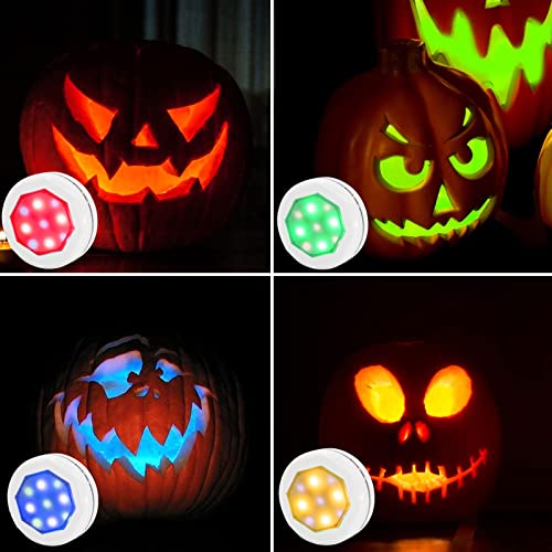 UYICOO Led Puck Lights with Remote Control, Wireless Color Changing Dimmable Under Cabinet Lighting, 3500K Battery Operated Sticker Light with Timing, Under Counter Lights for Closet
