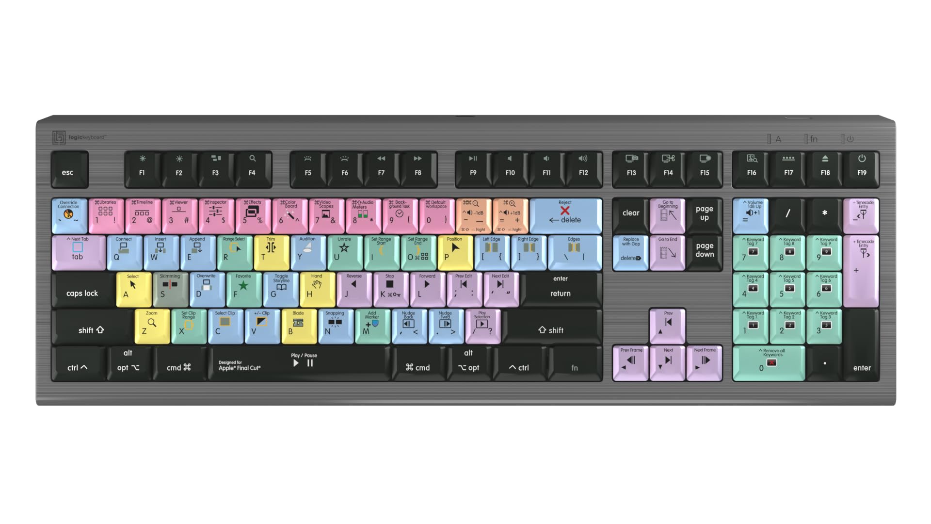 Logickeyboard Backlit 'Astra2' Designed for Editing in Apple Final Cut Pro • p/n LKB-FCPX10-A2M-US