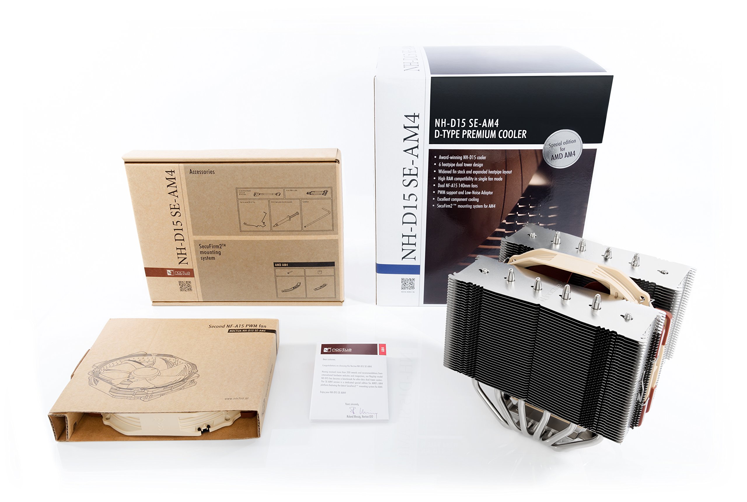 Noctua NH-D15 SE-AM4 CPU Cooler with NA-HC4 chromax.White Heatsink Covers
