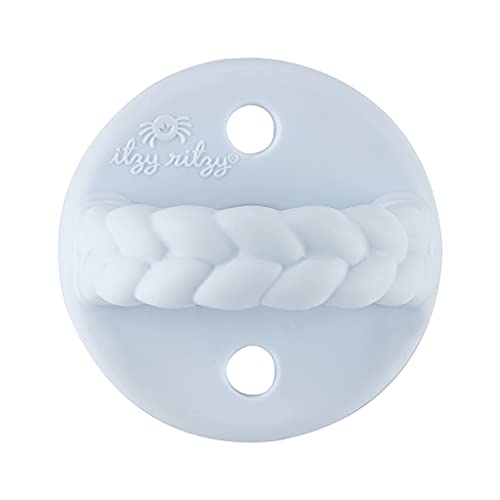Itzy Ritzy Silicone Orthodontic Pacifiers - Sweetie Soother Pacifiers with Collapsible Handle & Two Air Holes for Added Safety, Baby Pacifiers for Ages 6-18 Months (Sky & Surf)
