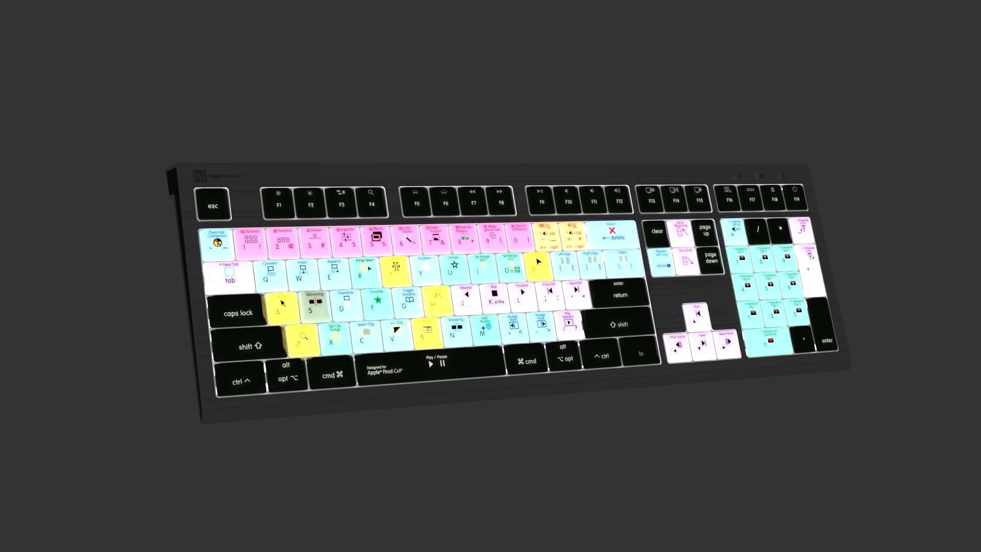 Logickeyboard Backlit 'Astra2' Designed for Editing in Apple Final Cut Pro • p/n LKB-FCPX10-A2M-US