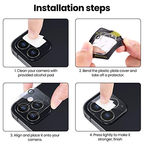 [3Pcs] Tensea Camera Screen Protector Compatible with iPhone 12 Pro Max 6.7 inch, Tempered Glass Camera Lens Protector, HD Clear, Full Edge to Edge Cover, Case Friendly (3)