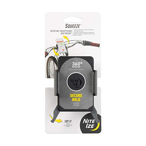 Nite Ize Squeeze Rotating Smartphone Bar Mount, Universal Bike Phone Holder For Bar or Stem, Compatible With MagSafe iPhone 12 Pro Max/Mini/Galaxy/Edge/Google Pixel and more