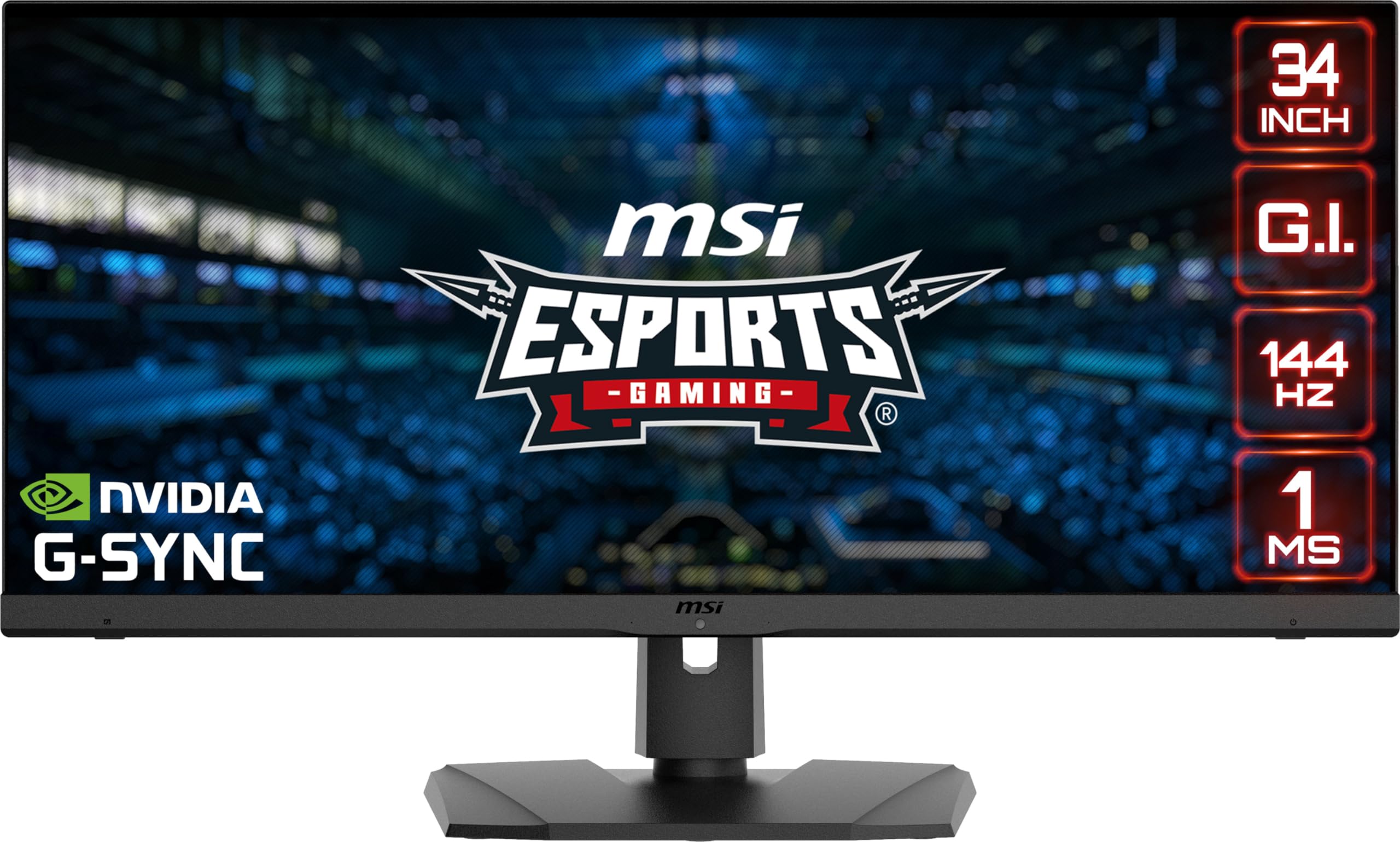 MSI MPG341QR, 34" Gaming Monitor, 3440 x 1440 (UWQHD), IPS, 1ms, 144Hz, G-Sync Compatible, HDR 400, HDMI, Displayport, USB Type-C, Tilt, Swivel, Height Adjustable,Black