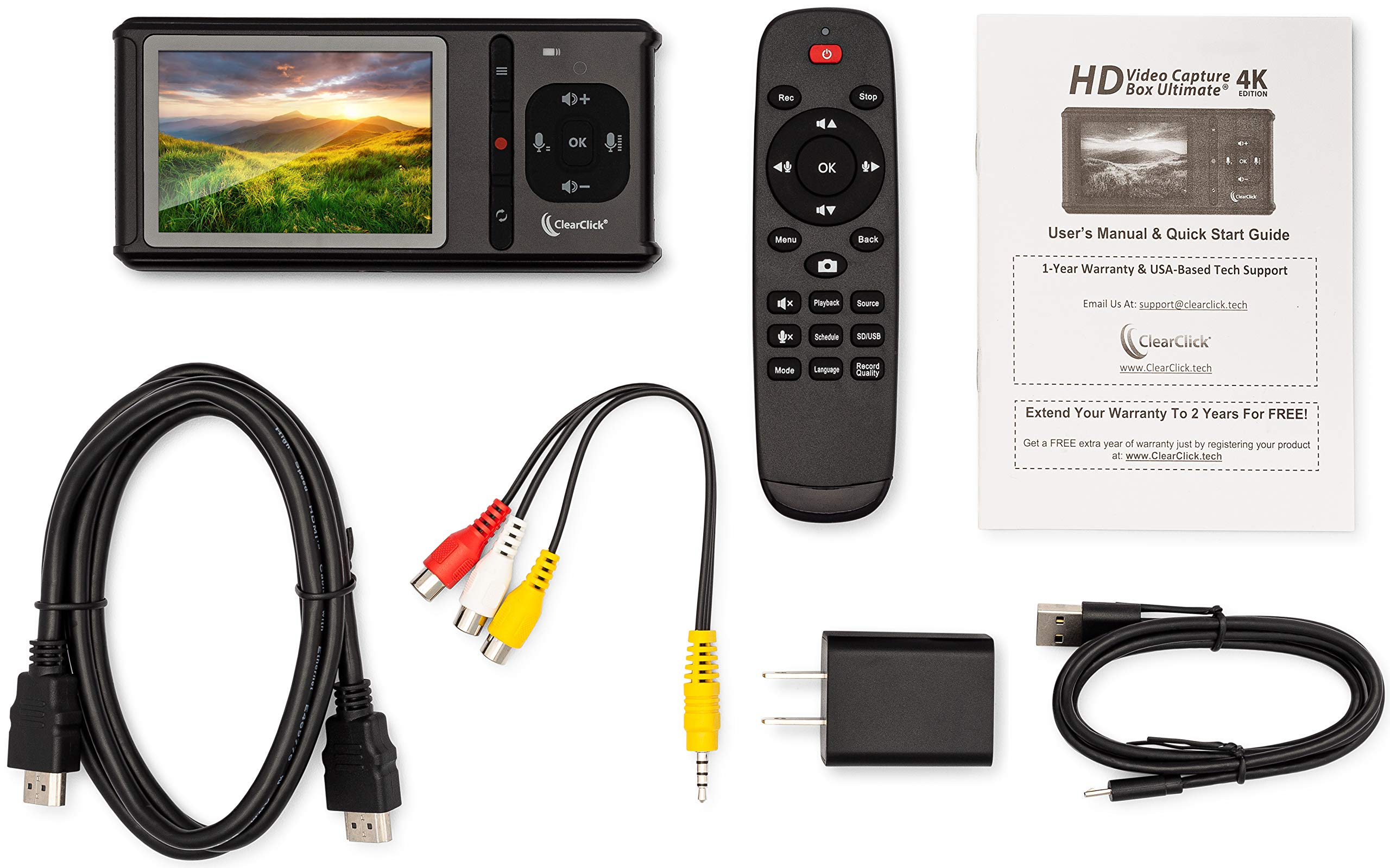 ClearClick HD Video Capture Box Ultimate (4K Edition) - Record and Stream Video from HDMI (Up to 4K30) and AV Video Sources, No Computer Required (Updated)