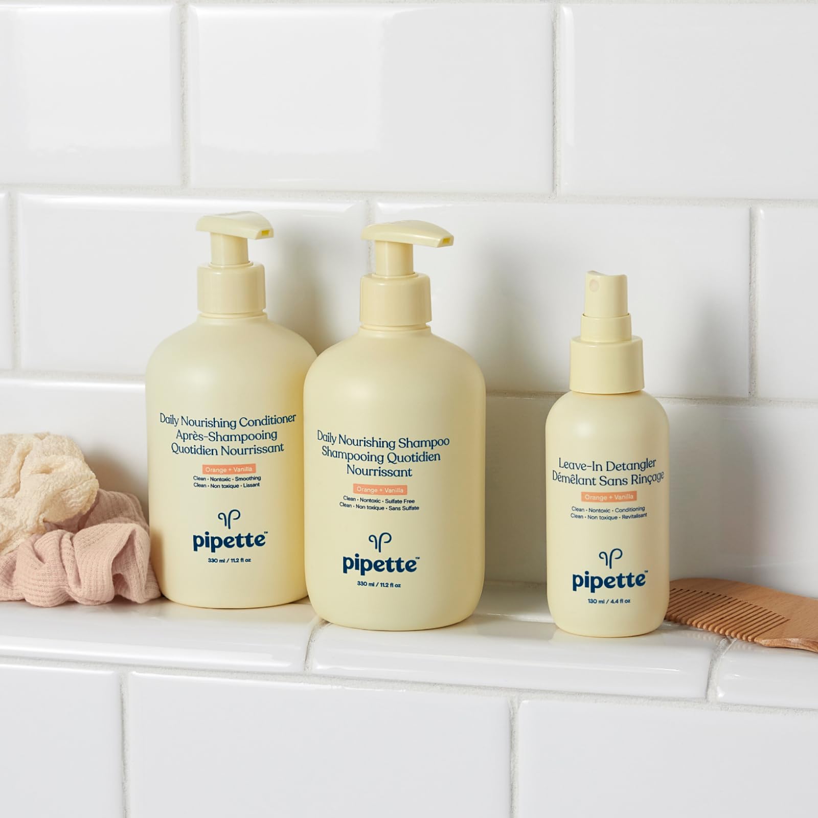 Pipette Daily Nourishing Conditioner -Tear Free Conditioner for Kids, Adds Moisture, 100% Plant-Derived Squalane and Quinoa, Orange + Vanilla Aroma, 11.2 fl oz