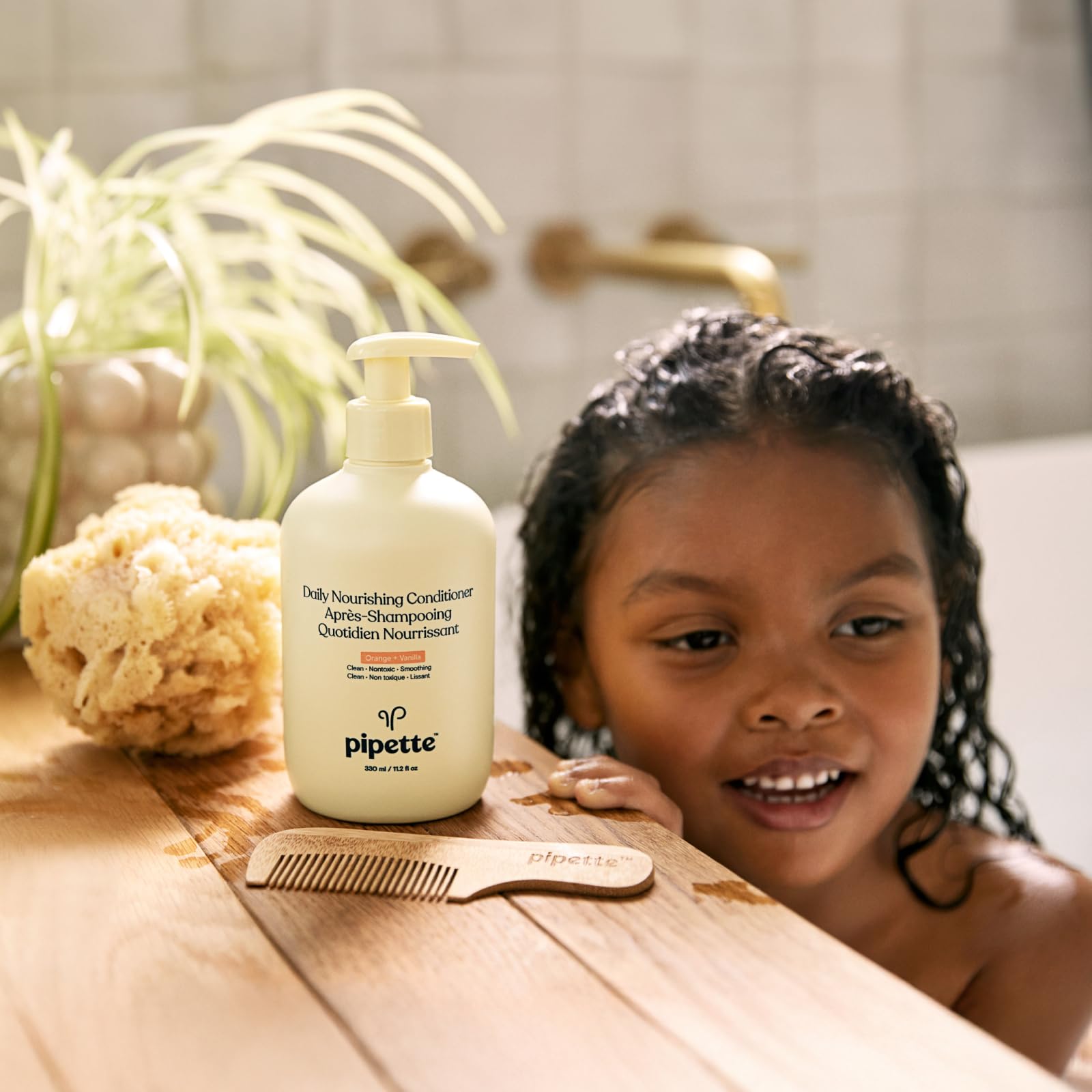 Pipette Daily Nourishing Conditioner -Tear Free Conditioner for Kids, Adds Moisture, 100% Plant-Derived Squalane and Quinoa, Orange + Vanilla Aroma, 11.2 fl oz