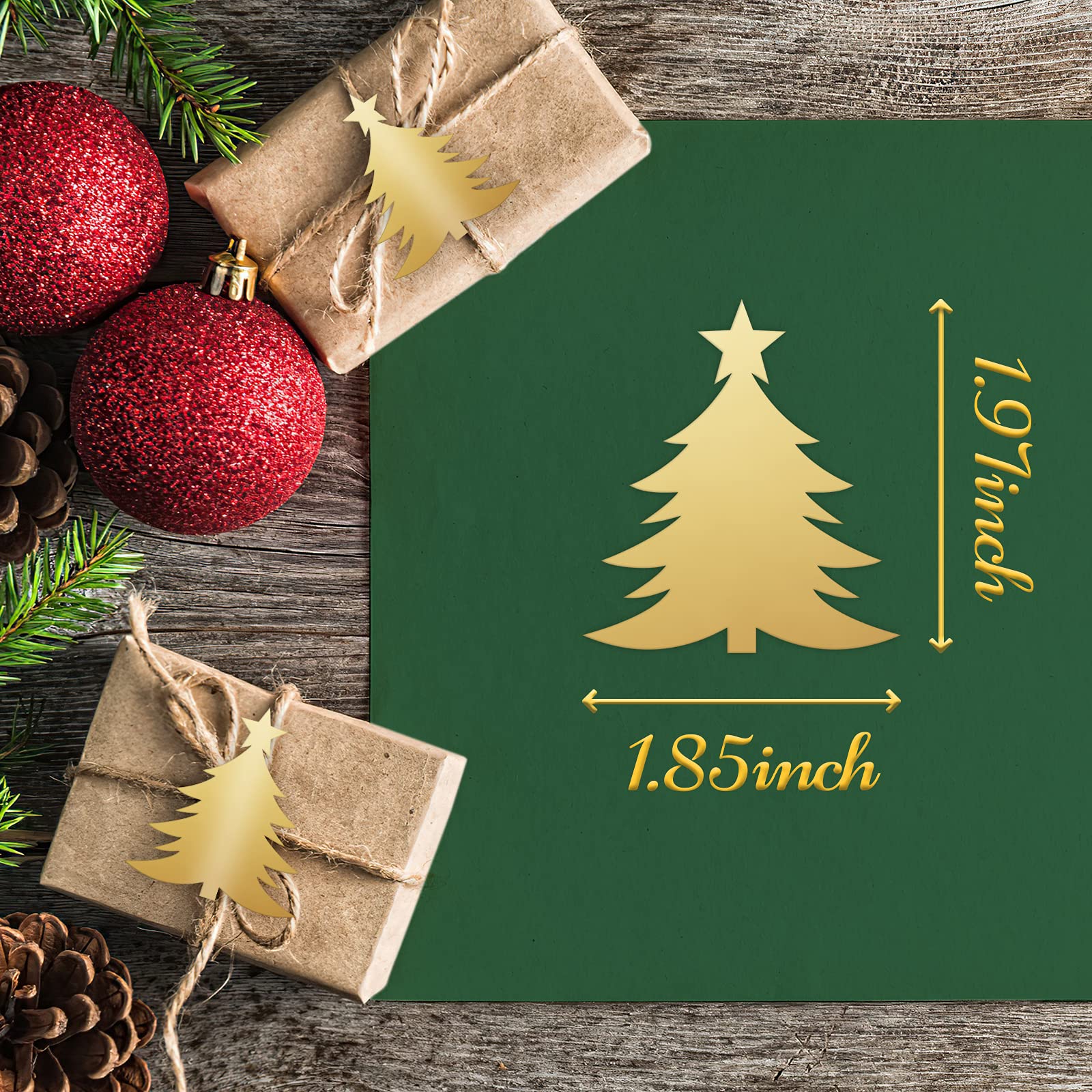 90 Pcs Christmas Envelope Seal Stickers, Gold Christmas Tree Envelope Seals Decorative for Christmas Party Gift Bag Drinkings Baking Wedding Invitations Greeting Cards Envelope Party Favors Craft