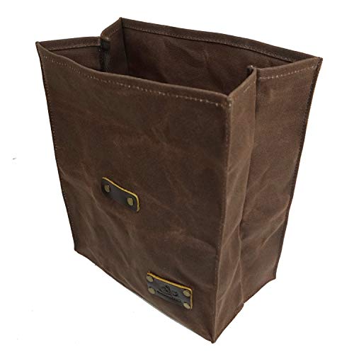 WAYNE'S DOG Waxed Canvas Leather Lunch Bag, Durable, Eco Friendly, Plastic-Free Reusable Food Storage Bag, Unisex Lunchbox For work or school (Coffee)