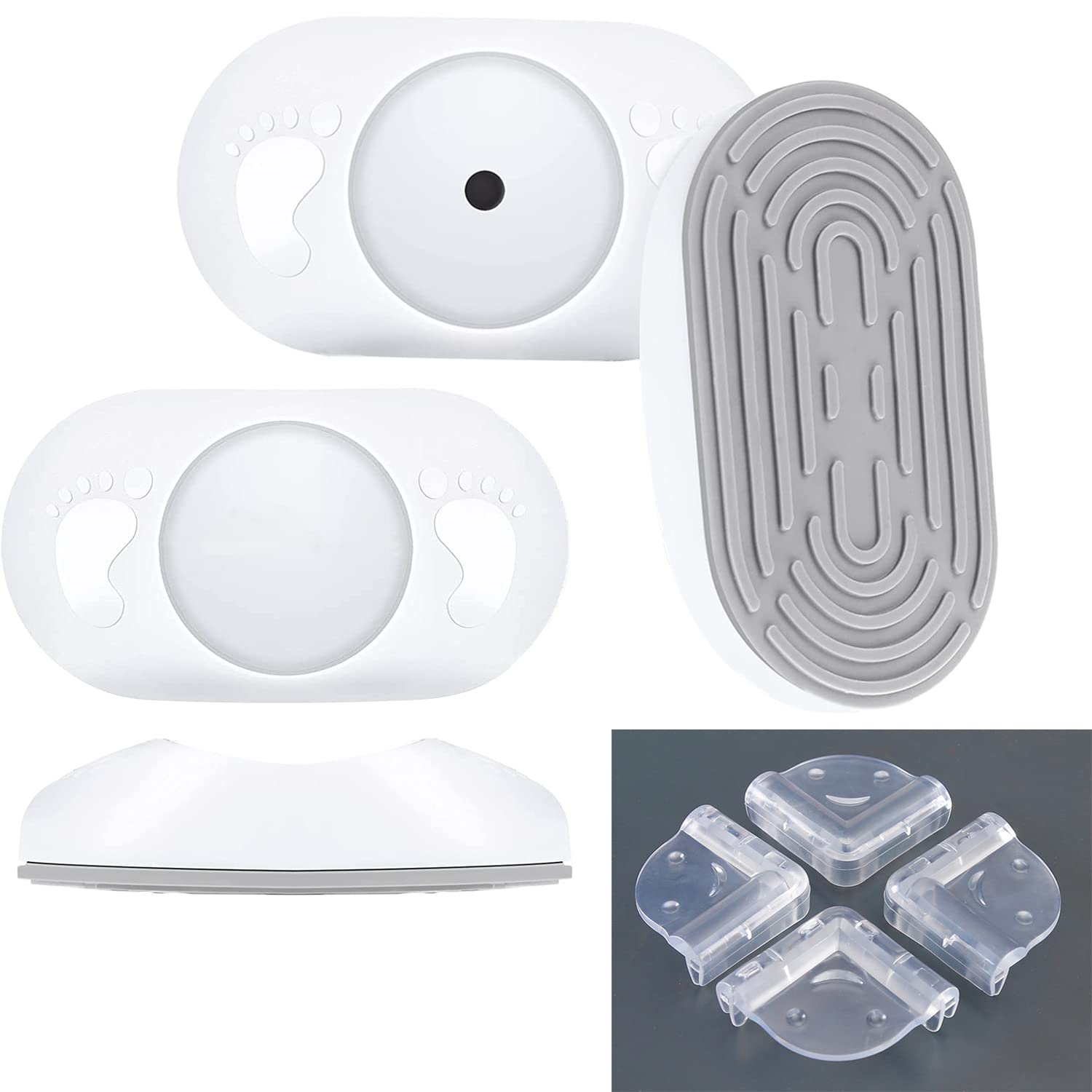 4 Pieces Baby Gate Wall Protector and 4 Pieces Corner Protector,for Child Pressure Mounted Stair Safety Gate & Wall Surface, Door, Wooden Stairs