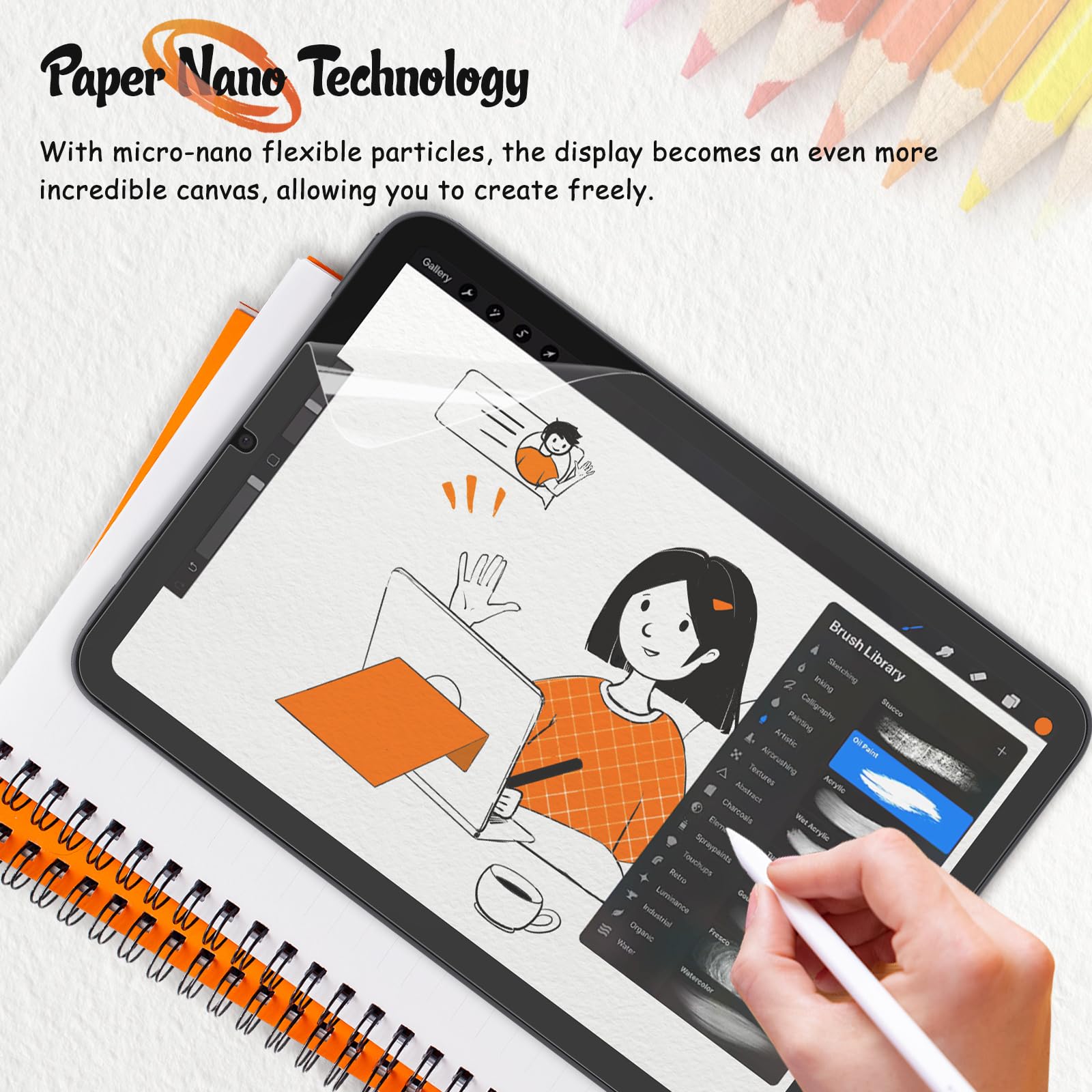KCT 2 Pack Paperfeel Screen Protector Compatible with New iPad Mini 7 2024 (A17 Pro) & iPad Mini 6 Anti-Glare & Anti-Fingerprint & Matte Film for Drawing/Writing, Compatible with Apple Pencil
