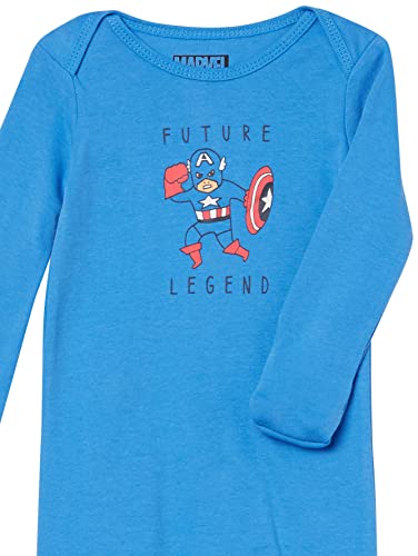 Amazon Essentials Disney | Marvel | Star Wars Baby Boys' Sleeper Gowns, Pack of 3, Marvel Friends, 0-6 Months