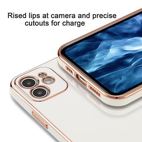 DEFBSC Electroplate Case for iPhone 11, Luxury Electroplated Edge Soft TPU Bumper iPhone 11 Case, Full Body Camera Protection Shockproof Anti-Fall Heavy Duty Protective Phone Case, White