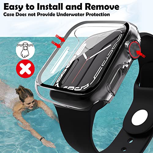 QHOHQ 2 Pack Hard PC Case Suitable for Apple Watch Series 8 45mm & Series 7 45mm with Tempered Glass Screen Protector, Full Coverage, Touch Sensitive, Ultra-Thin HD Bumper Protective Cover - Clear