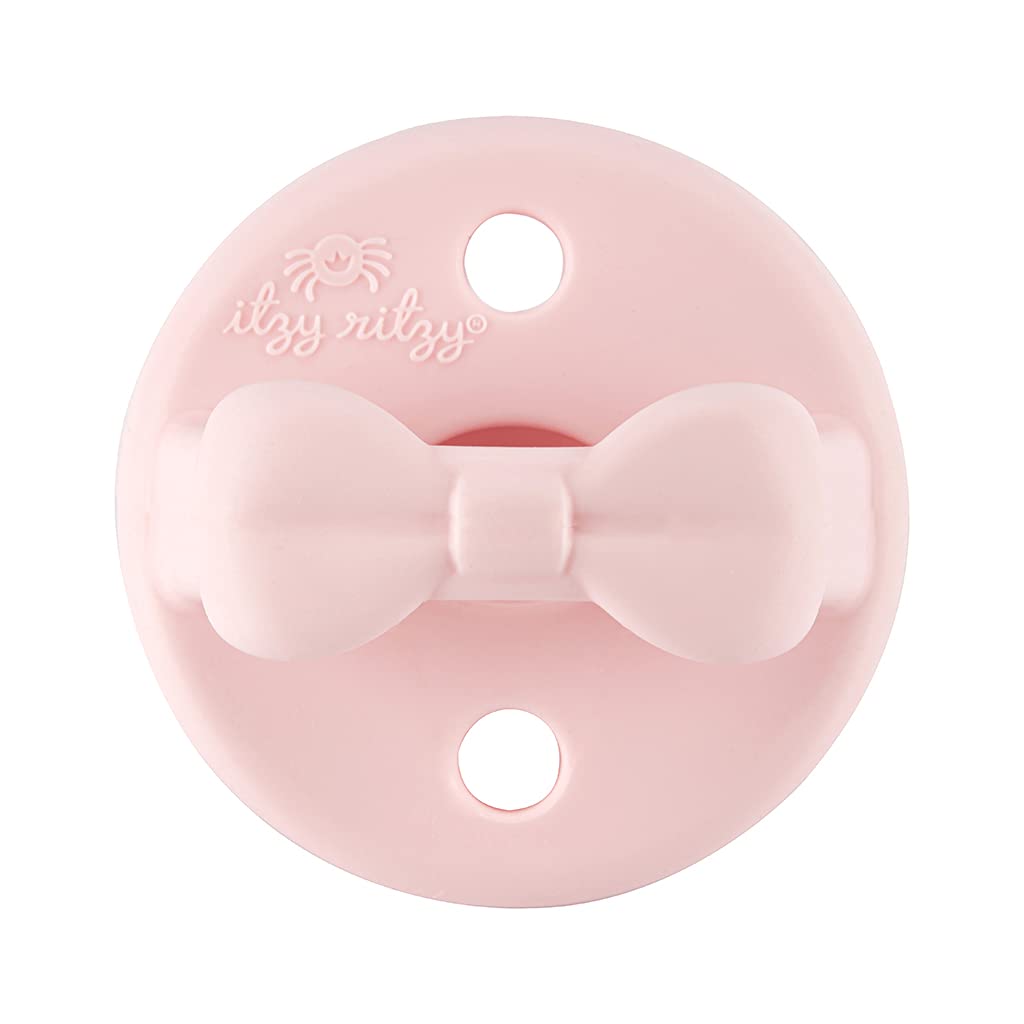 Itzy Ritzy Silicone Orthodontic Pacifiers - Sweetie Soother Pacifiers with Collapsible Handle & Two Air Holes for Added Safety, Baby Pacifiers for Ages 6-18 Months (Ballet Slipper & Primrose)