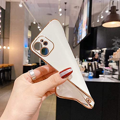 DEFBSC Electroplate Case for iPhone 11, Luxury Electroplated Edge Soft TPU Bumper iPhone 11 Case, Full Body Camera Protection Shockproof Anti-Fall Heavy Duty Protective Phone Case, White