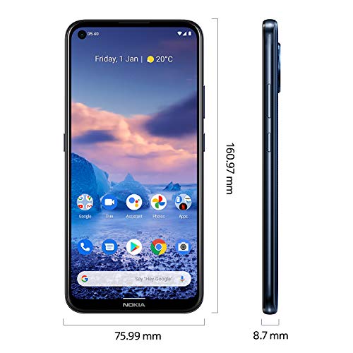 Nokia 5.4 | Android 10 | Unlocked Smartphone | 2-Day Battery | Dual SIM | US Version | 4/128GB | 6.39-Inch Screen | 48MP Quad Camera | Polar Night