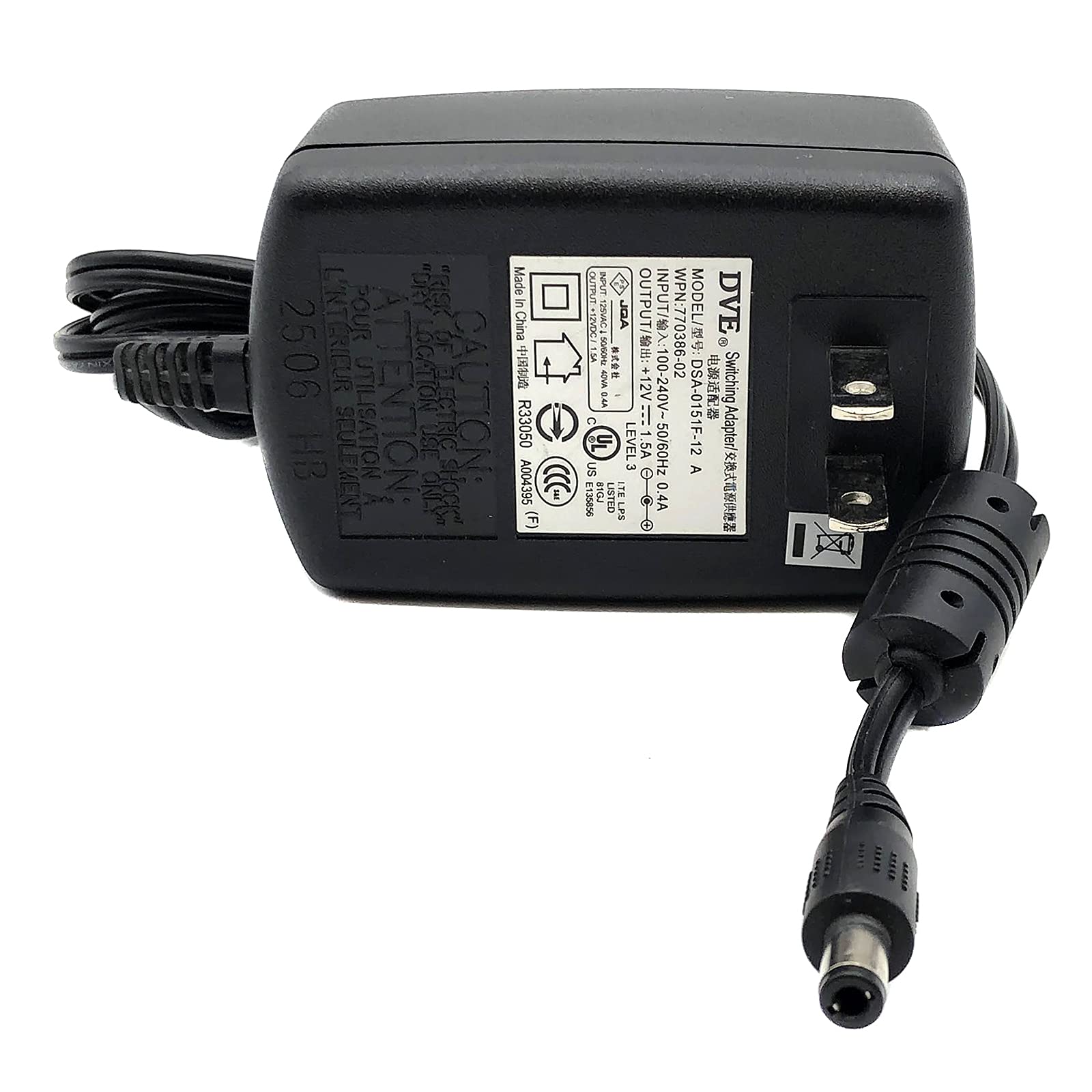 DVE DSA-0151F-12 A AC/DC Power Adapter 12V 1.5A 18W Power Charger P/N: 770386-02 Plug in