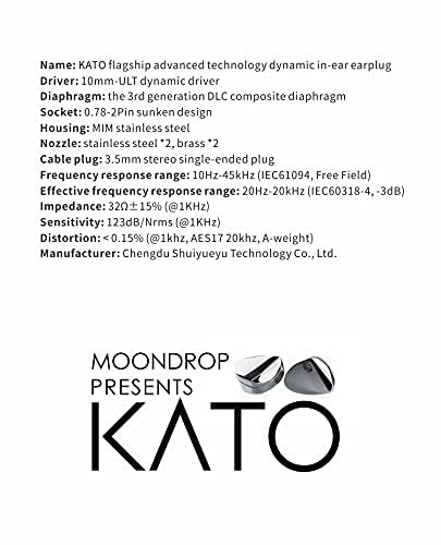 Moondrop KATO Earphone DLC Composite Diaphragm Advanced Ultra Linear Technology Dynamic in-Ear Earplug (Matte Steel)