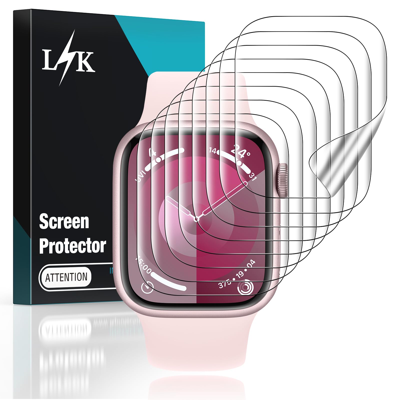 LϟK 8 pack TPU Screen Protector for Apple Watch Series 9 8 7 41mm - Self-Healing Anti Scratch 0 Bubble HD Touch Sensitive Upgrade Flexible Film for iWatch S9 41mm