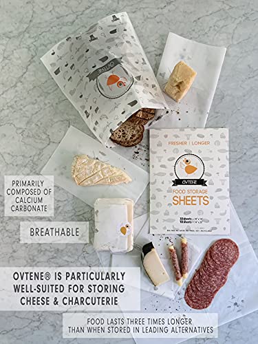 OVTENE Food Storage Sheets for Cheese, Meat, and Produce - Keeps Food Fresher Longer (20 Sheets)