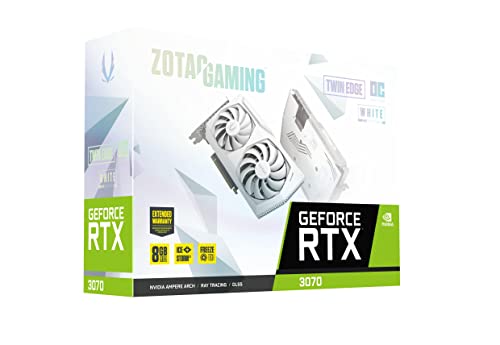 ZOTAC GAMING GeForce RTX 3070 Twin Edge OC White Edition LHR 8GB GDDR6 256-bit 14 Gbps PCIE 4.0 Gaming Graphics Card, IceStorm 2.0 Advanced Cooling, LED Logo Lighting, ZT-A30700J-10PLHR