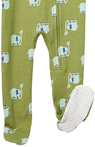 Amazon Essentials Baby Boys' Snug-Fit Cotton Footed Sleeper Pajamas, Pack of 3, Elephants, 12 Months