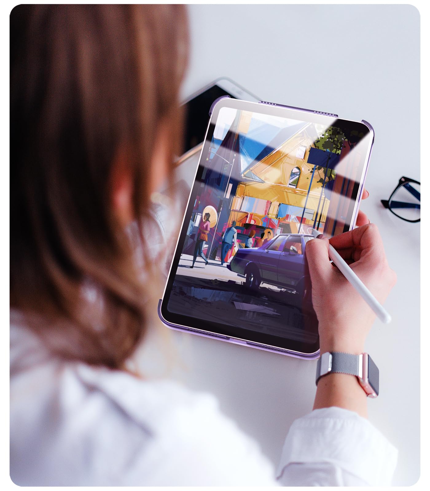 TiMOVO Case for iPad Mini 7 A17 Pro 8.3-inch 2024, iPad Mini 6th Generation Case, Slim Translucent Hard Back Folio Cover Support Touch ID & Apple Pencil Charging, Auto Wake/Sleep - Taro Purple