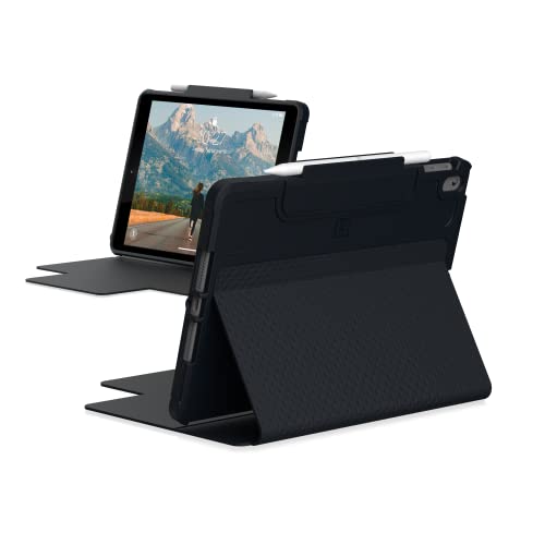 [U] by UAG iPad 10.2 Case Black 9th Generation 2021, 8th Gen 2020, DOT Lightweight Slim Shockproof Antimicrobial Smart Folio Protective Cover with Auto/Sleep Wake & Pencil Holder