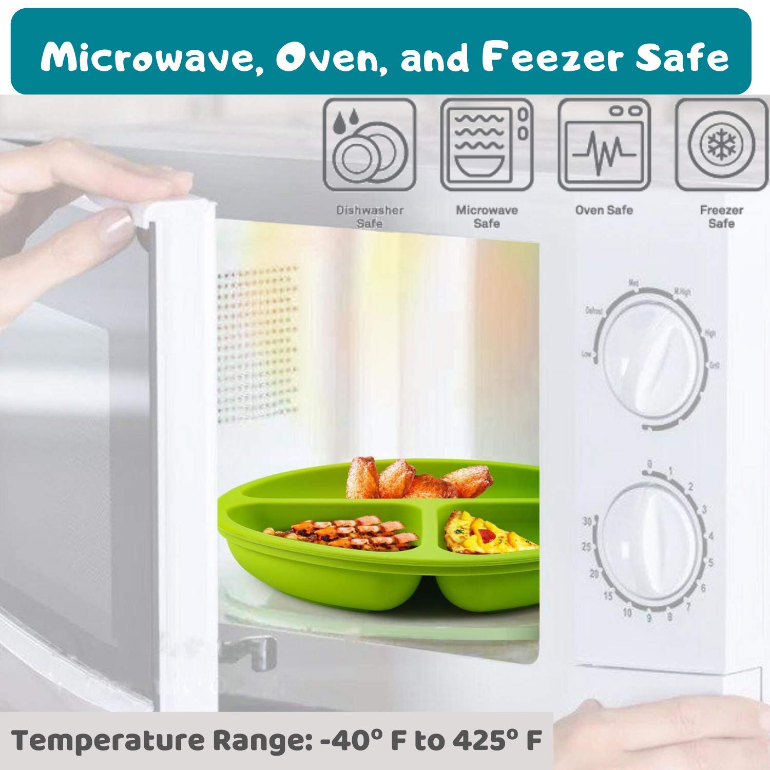 Silikong Divided Silicone Plates for Toddlers | BPA Free | Dishwasher, Microwave and Oven Safe | Kids Plates with Dividers (Unisex)