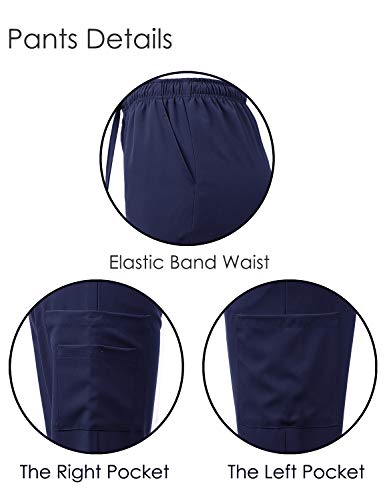 Dagacci Medical Uniform Unisex 4-Way Stretch Scrubs Set Medical Scrubs Top and Pants Navy L