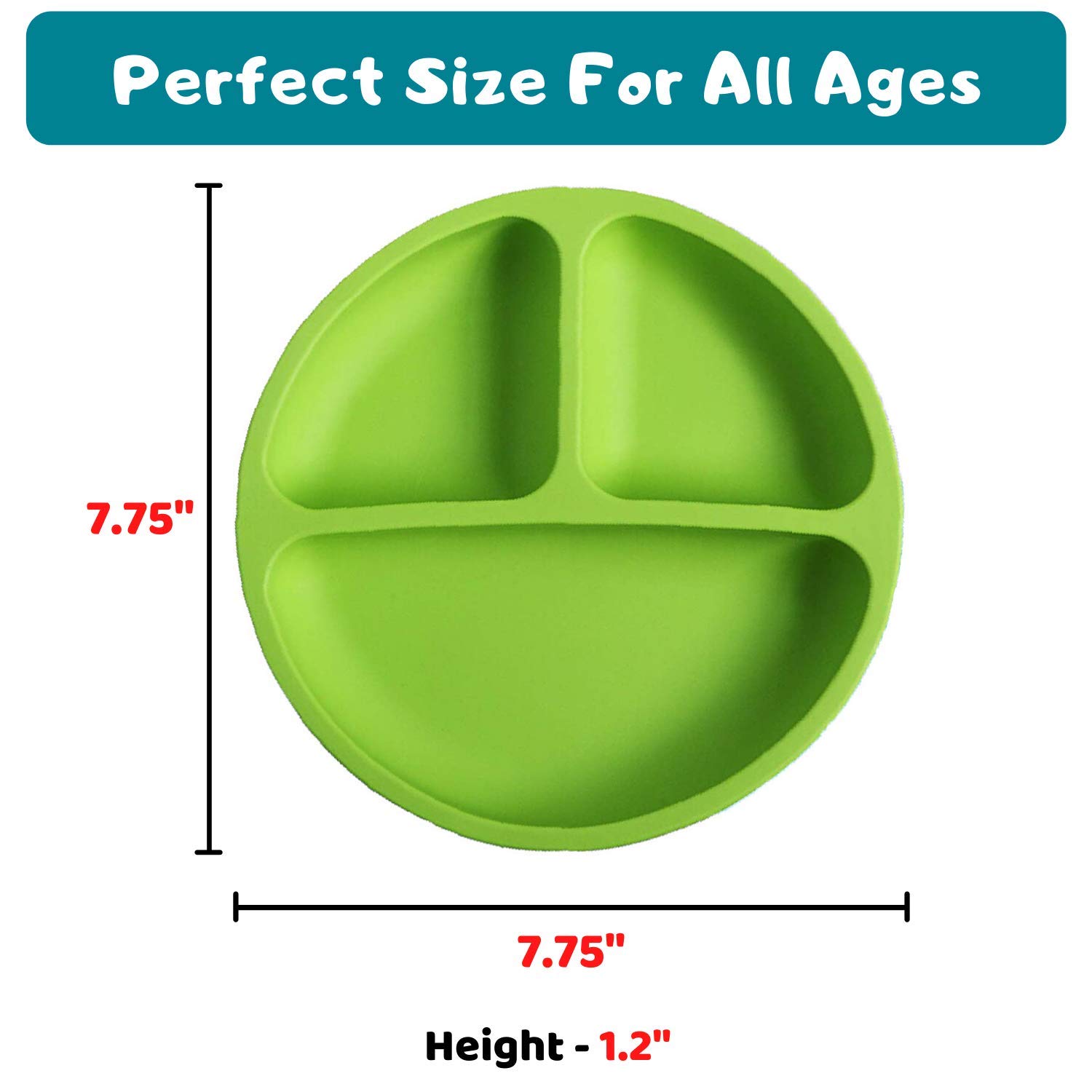 Silikong Divided Silicone Plates for Toddlers | BPA Free | Dishwasher, Microwave and Oven Safe | Kids Plates with Dividers (Unisex)