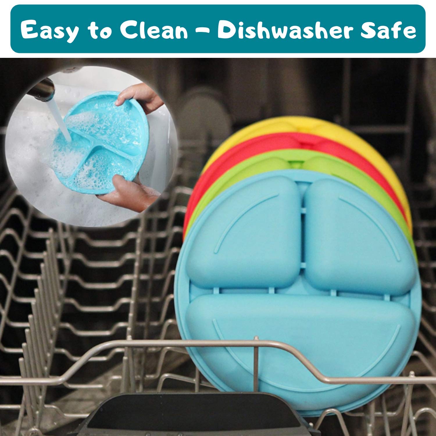 Silikong Divided Silicone Plates for Toddlers | BPA Free | Dishwasher, Microwave and Oven Safe | Kids Plates with Dividers (Unisex)