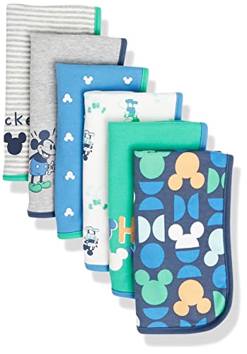 Amazon Essentials Disney | Marvel | Star Wars Unisex Kids' Burp Cloths, Pack of 6, Mickey Oh Boy, One Size