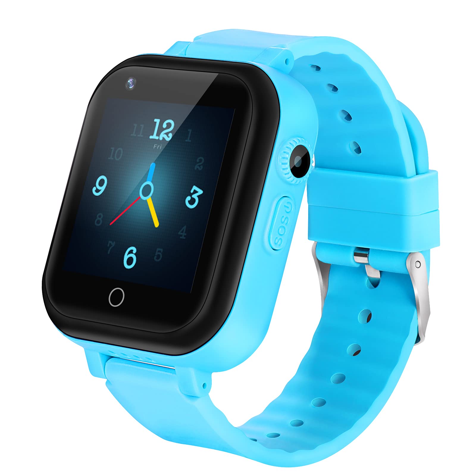 4G Watch Phone for Children, Kids Smart Watch, 2-Way Calls, GPS Location, IP67 Waterproof, Messages, School Mode, SOS, Video Calls, Camera, Remote Control, Torch, Pedometer Smartwatch (Concise Blue)