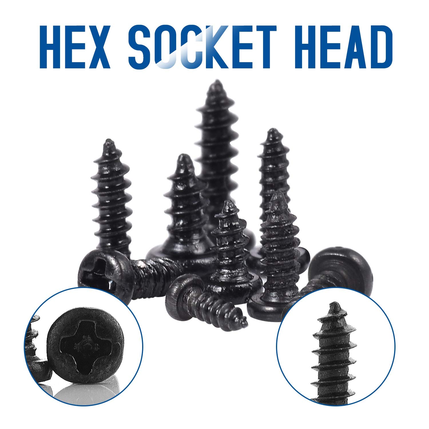 TONGCHAO Tchaosc 200pcs Pan Head Tapping Screws Set M2 M2.3 M2.6 Round Mini Screw Laptop Computer Screw Cross Wood Screw Set (Color : DH PA 200)